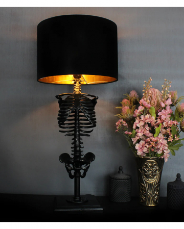 Black Skeleton Torso Lamp With Lampshade ★ | - Karneval Universe
