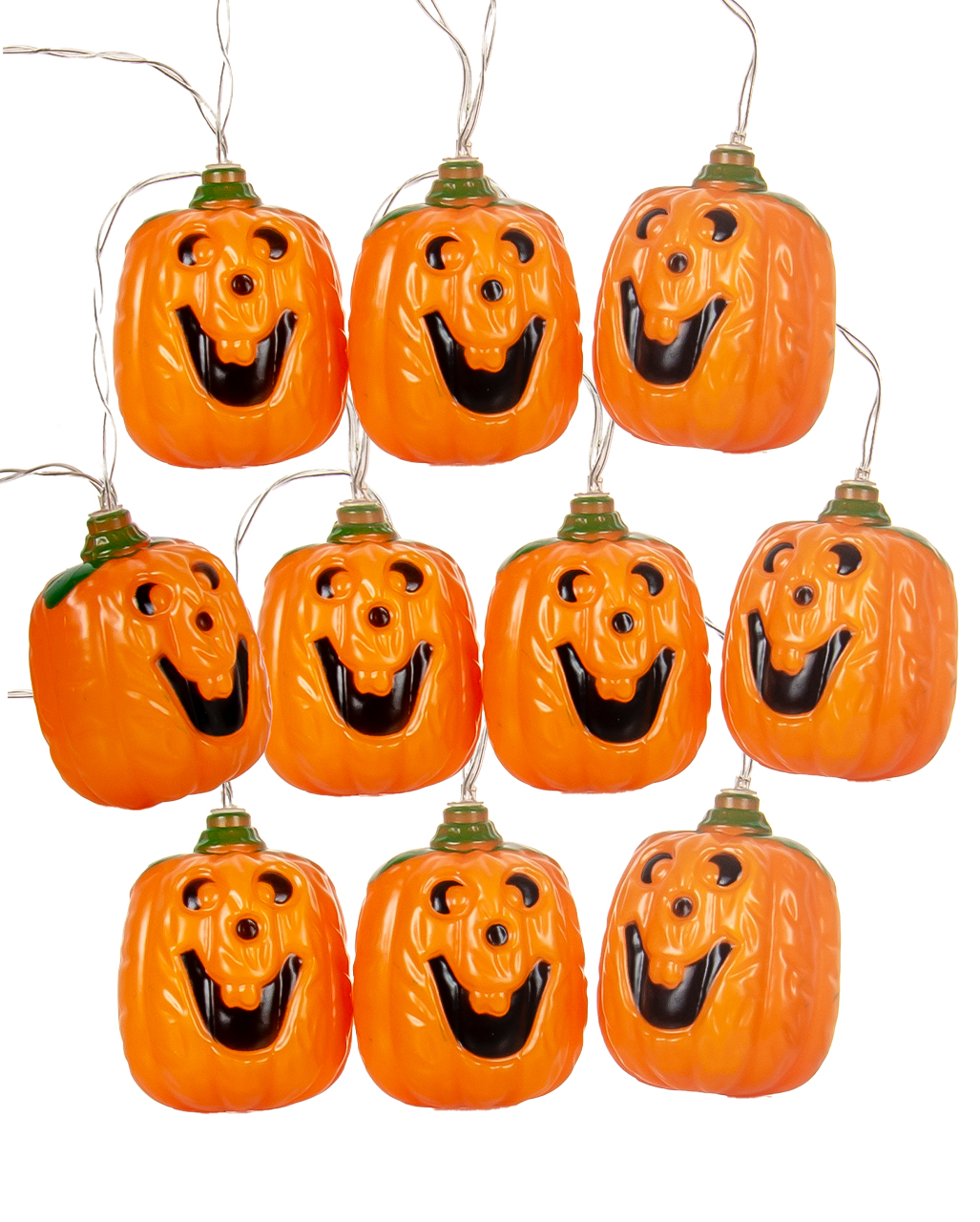Grinsende Halloween Kürbis Lichterkette mit 10 LEDs | Karneval Universe
