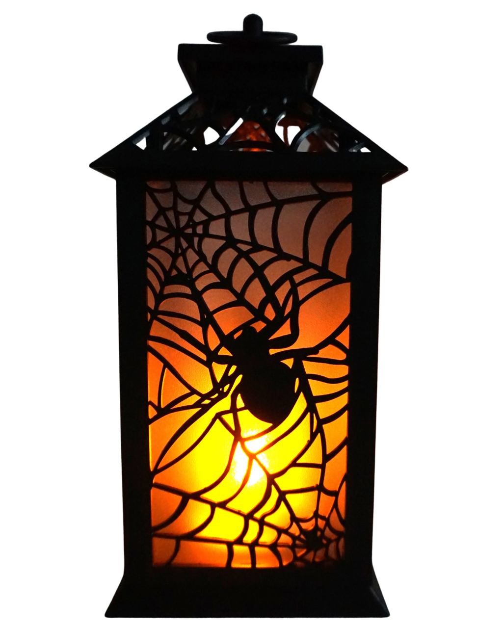 Halloween Laterne mit Spinnen & LED Flamme 29,5cm 🎃 | Karneval Universe