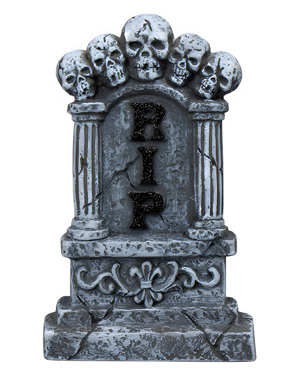 RIP Decorative Gravestone With Skulls 14.5cm | - Karneval Universe