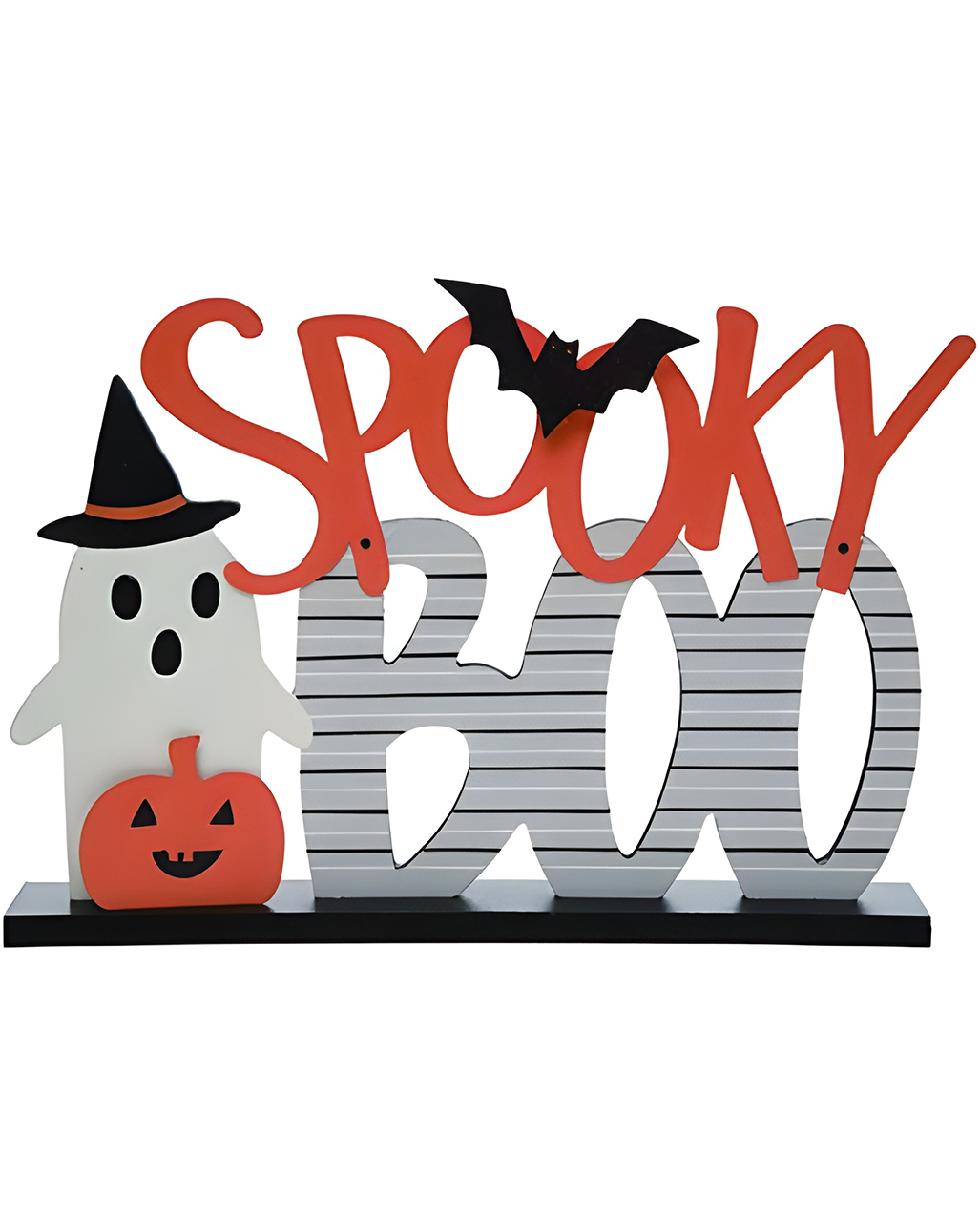 Spooky Boo Ghost Decorative Sign Stand Up 34cm Wooden | - Karneval Universe