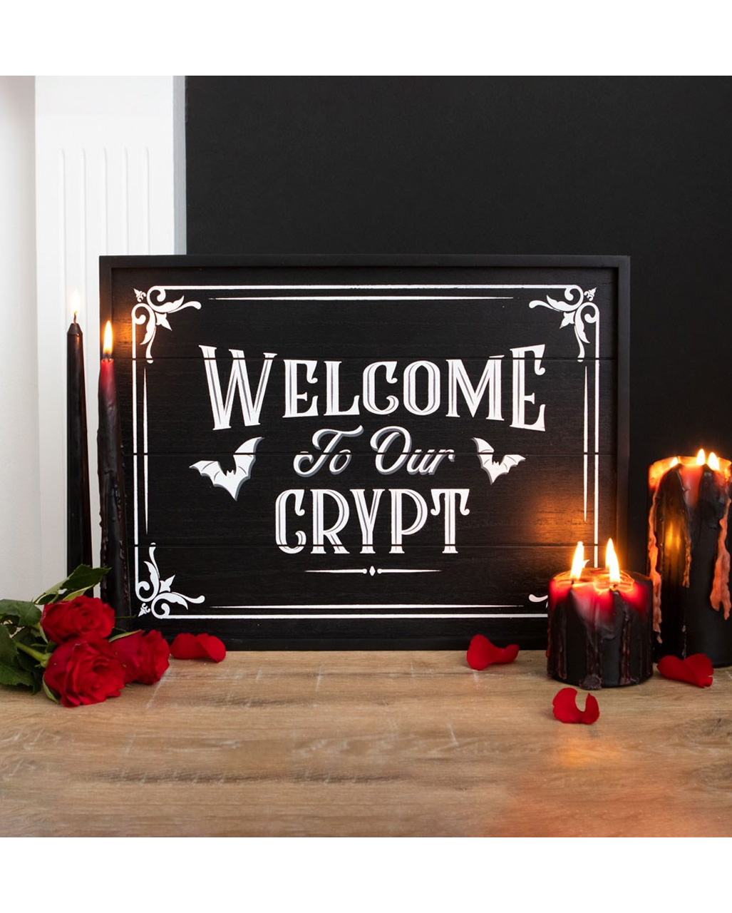 "Welcome To Our Crypt" Mural 40cm | Gothic home decor | - Karneval Universe