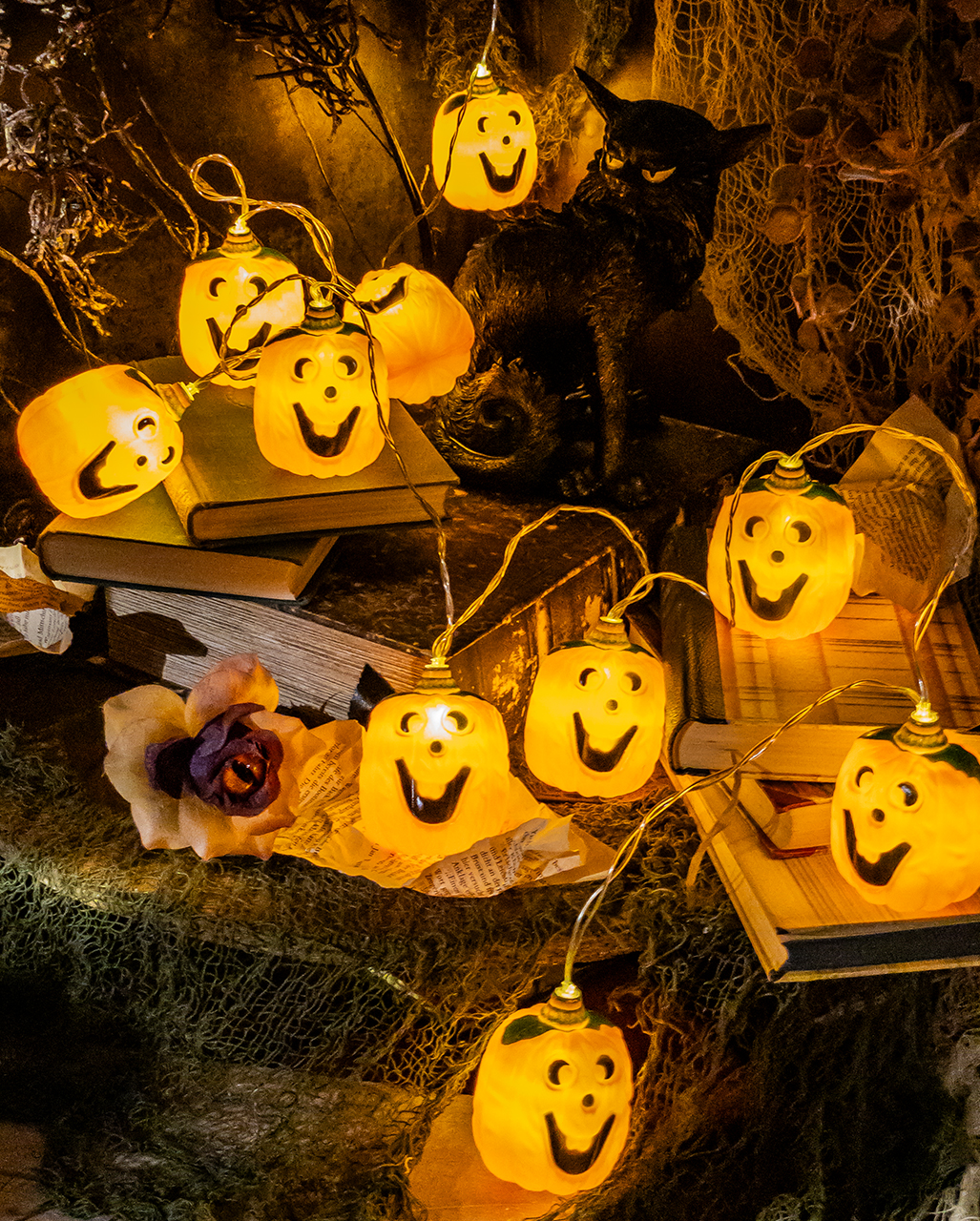 Halloween Jack O'Lantern Fairy Lights With 10 LEDs | - Karneval Universe