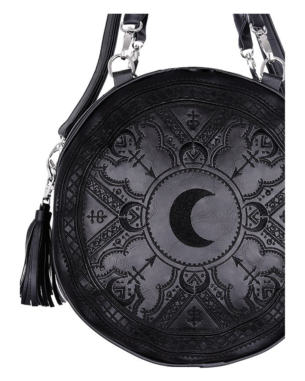 Schwarze Henna Gothic Handtasche rund | Goth Zubehör | Karneval Universe