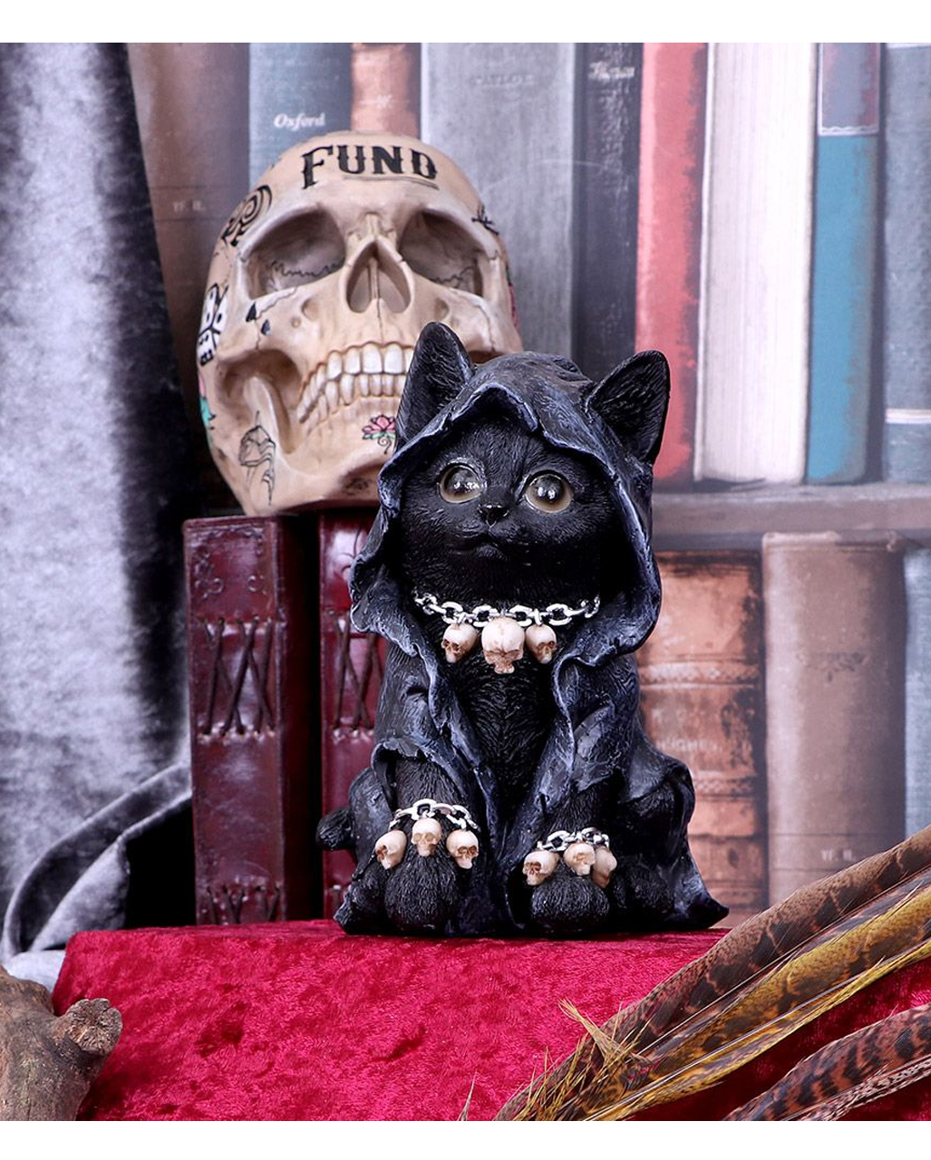 Reaper Cat With Skull Chains 16cm ★ Gothic decoration | - Karneval Universe
